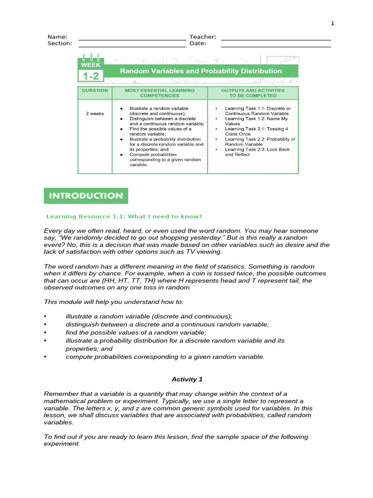 LAS - Statistics and Probability | PDF