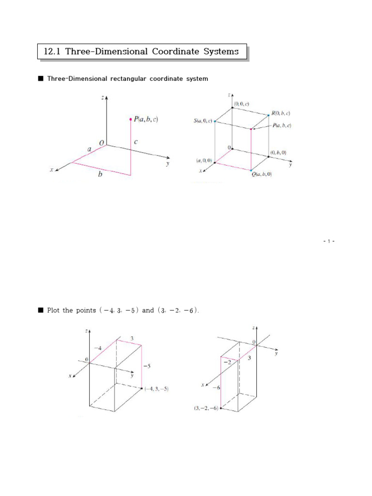Three-Dimensional Rectangular Coordinate System | PDF