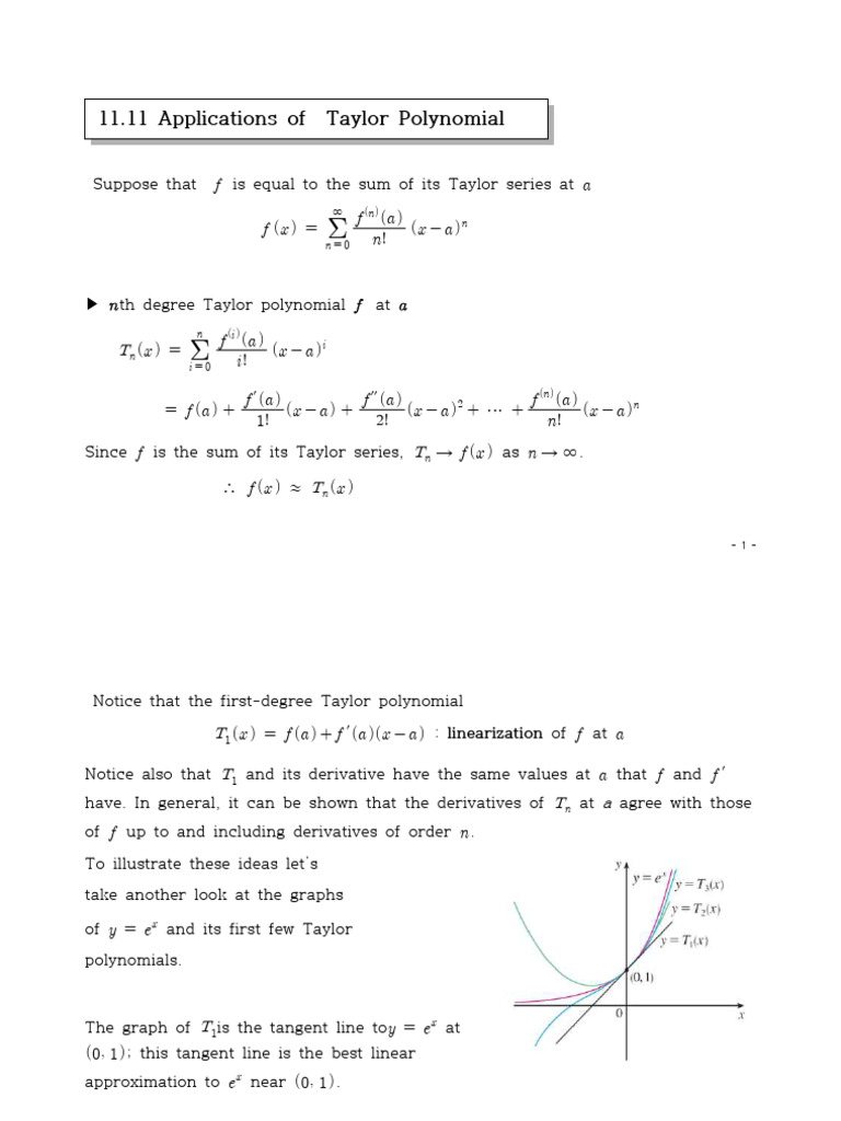 11.11 Applications of Taylor Polynomial: Suppose That Is Equal To The ...