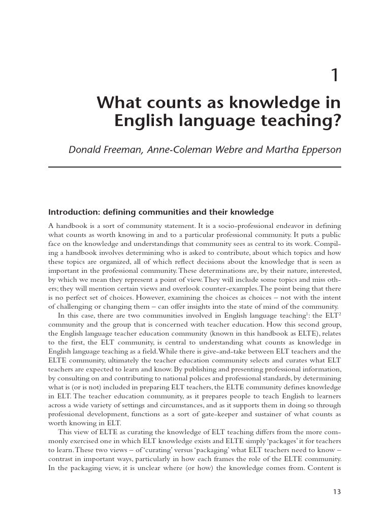 What Counts As Knowledge in English Language Teaching? | PDF