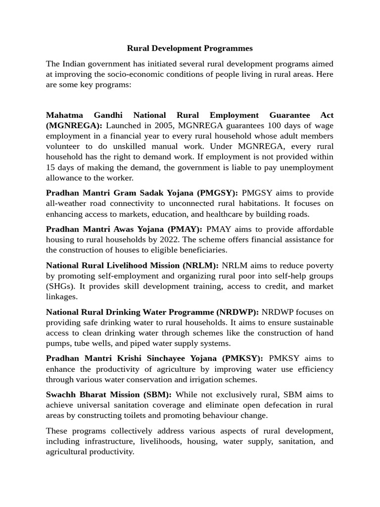 Rural Development Programmes | PDF