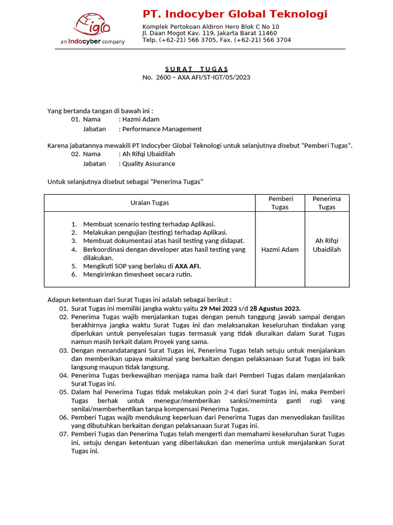 2600 0523 AXA AFI Ah Rifqi Ubaidilah QA | PDF