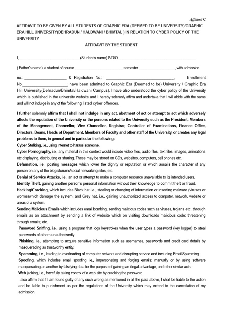 AFFIDAVIT FORMAT - Updated | PDF