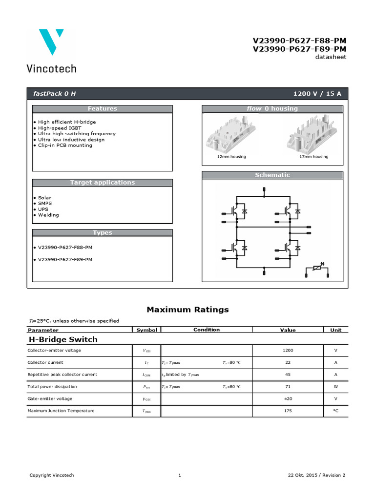 Vincotech V23990 P627 F8x FD Rev 02 | PDF