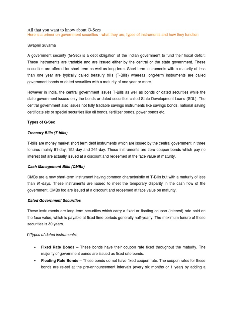 G Securities | PDF | United States Treasury Security | Bonds (Finance)