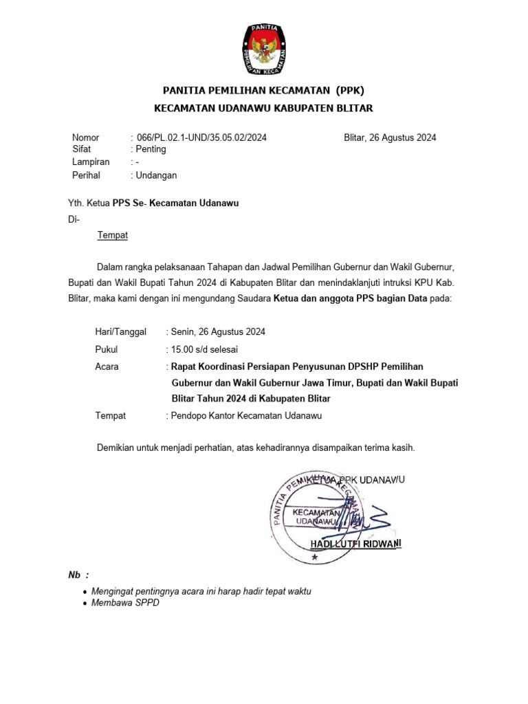 UND 066 Rakor Persiapan DPSHP 260824 | PDF