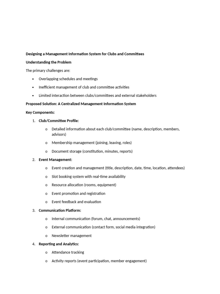 Designing A Management Information System For Clubs and Committees | PDF