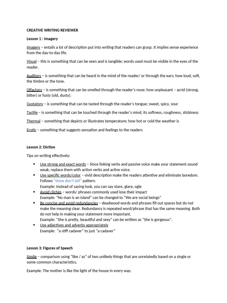 Creative Writing Reviewer | PDF
