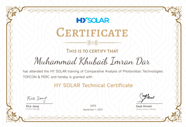 Certificate - Muhammad Khubaib Imran Dar | PDF