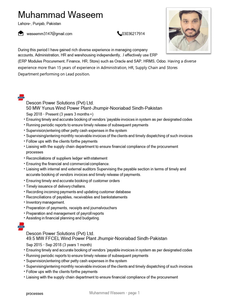 Resume-Muhammad-Waseem Inventory and Warehouse Manager | PDF