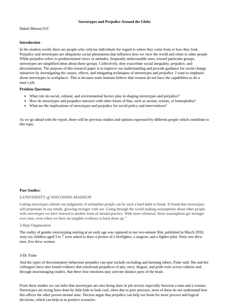 Stereotypes and Prejudice | PDF