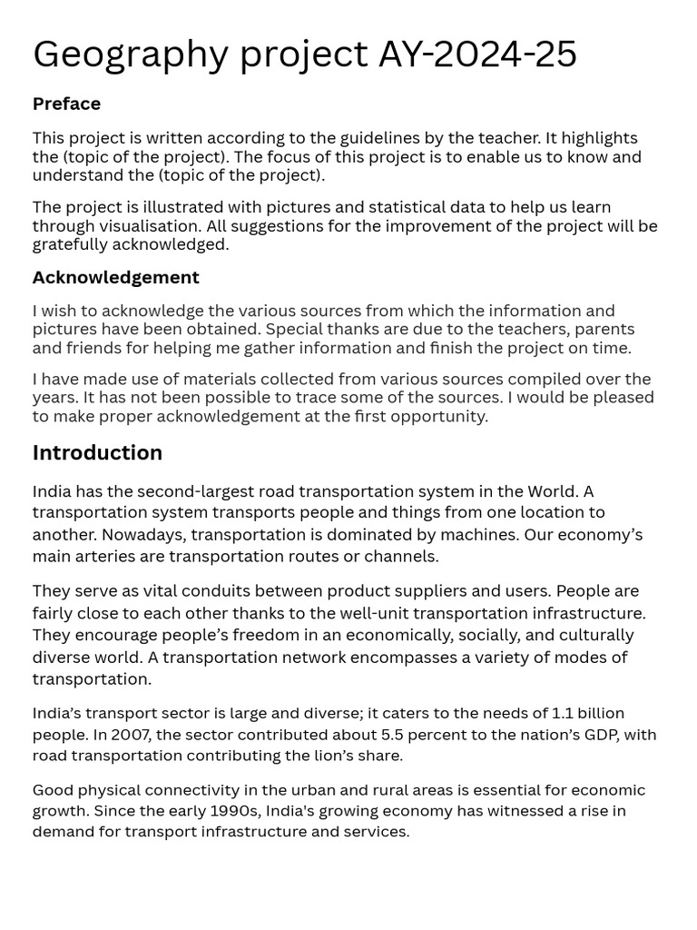 Geography Project SY 2024-25 | PDF