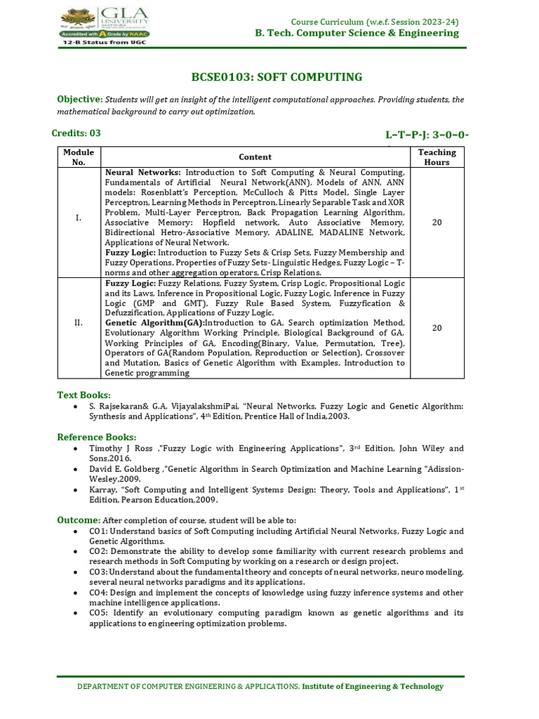Soft Computing Syllabus | PDF