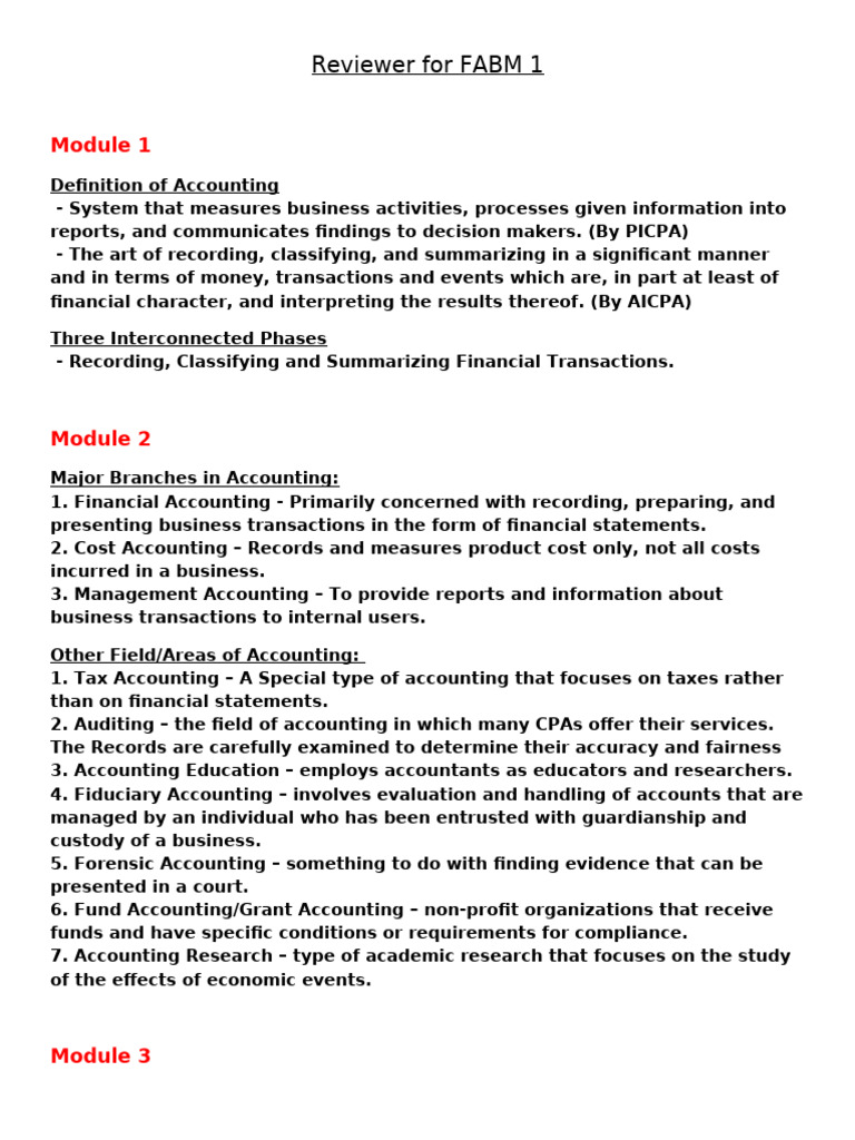 Reviewer For FABM 1 | PDF