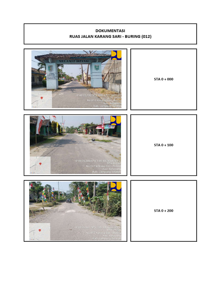 Dokumentasi Ruas Jalan Karang Sari - Buring | PDF
