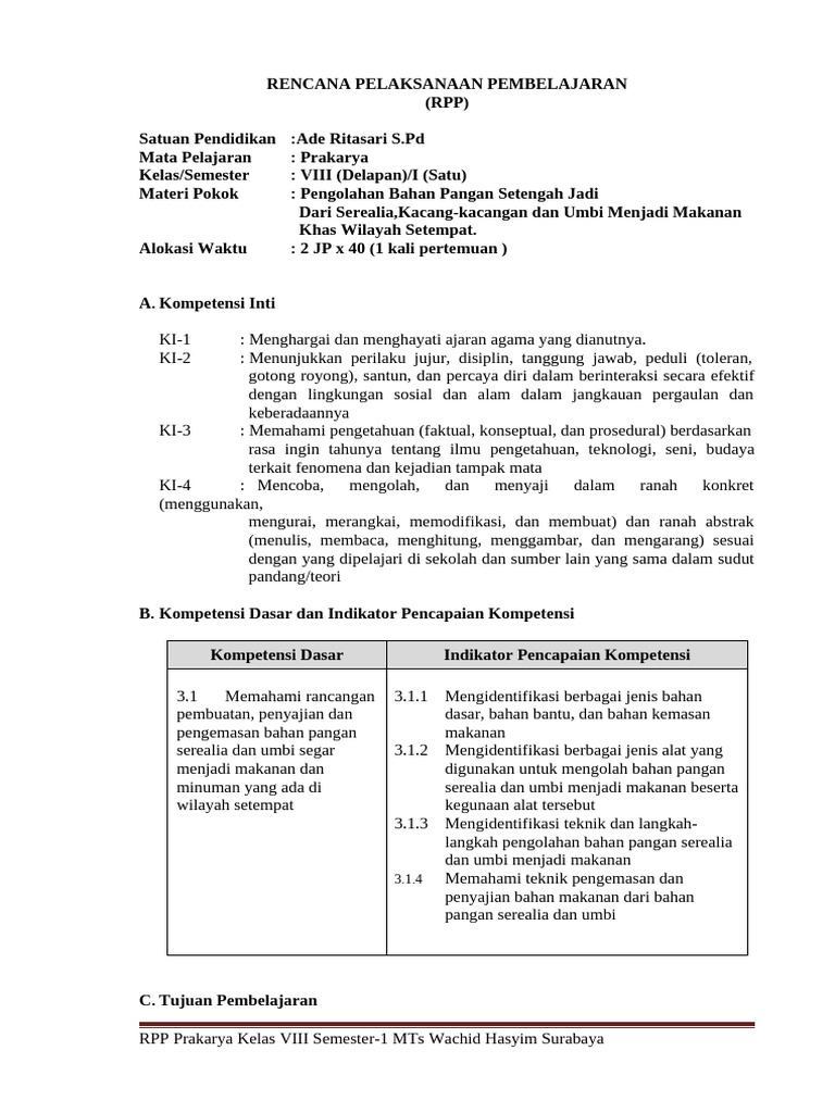 RPP Supervisi Pengolahan Ii | PDF