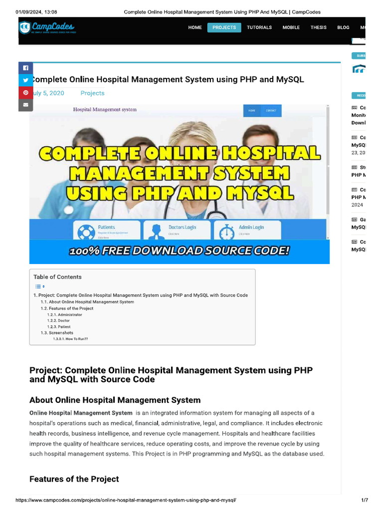 Campuscode - Complete Online Hospital Management System Using PHP and ...