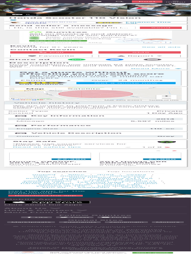Honda Scooter 110 Vision in Stanley, County Durham Gumtree | PDF