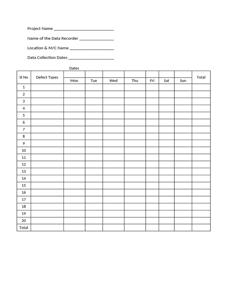 Check Sheet Pdf