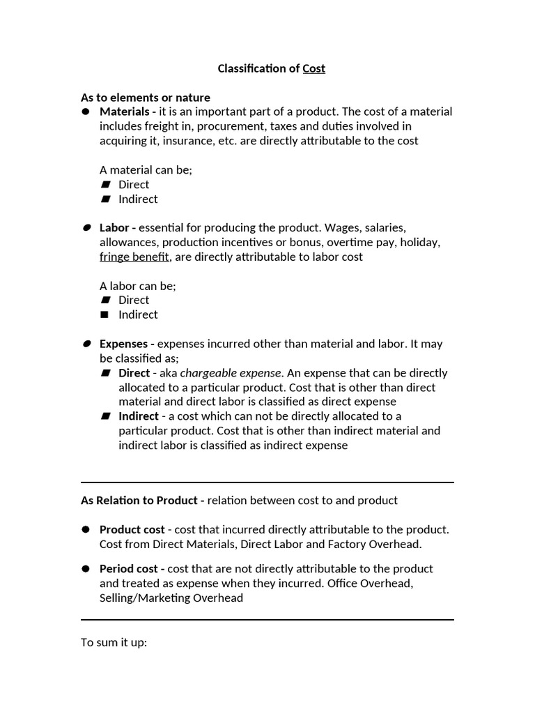 Cost Classifications and Estimation | PDF