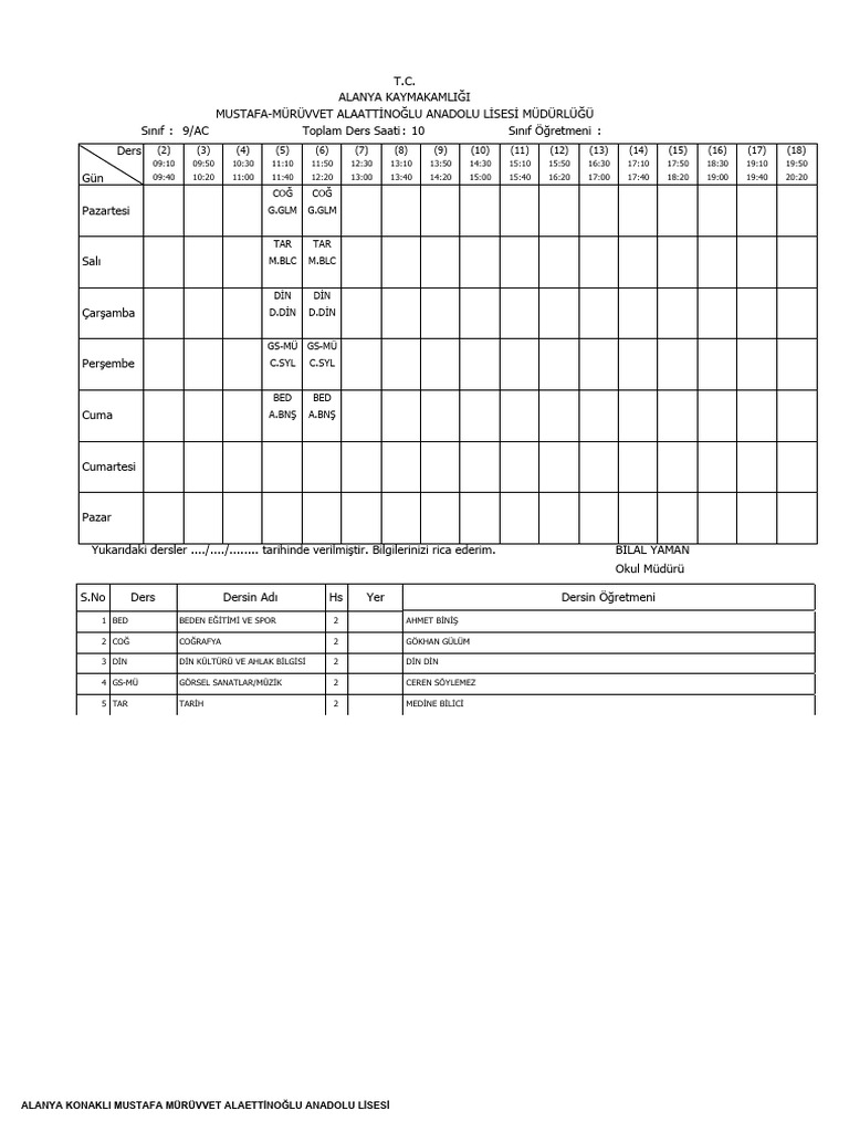 Sinif Programi | PDF