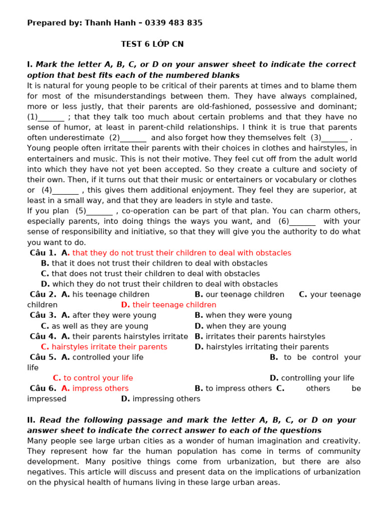 Test 6 Lop CN 2025 HS | PDF