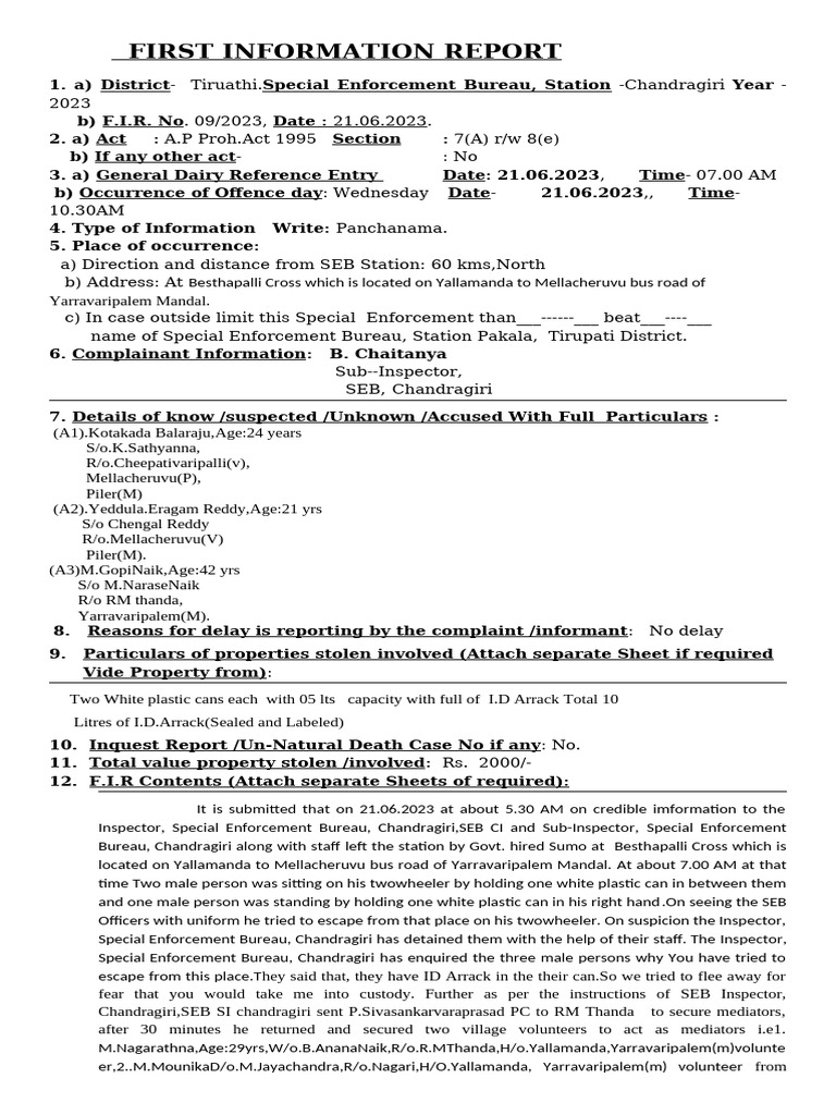 First Information Report | PDF