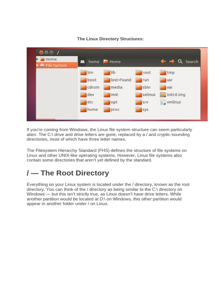 The Linux Directory Structures | PDF