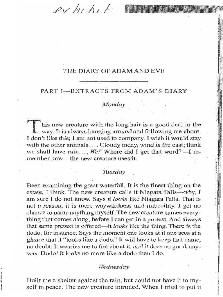 The Diary of Adam and Eve | PDF