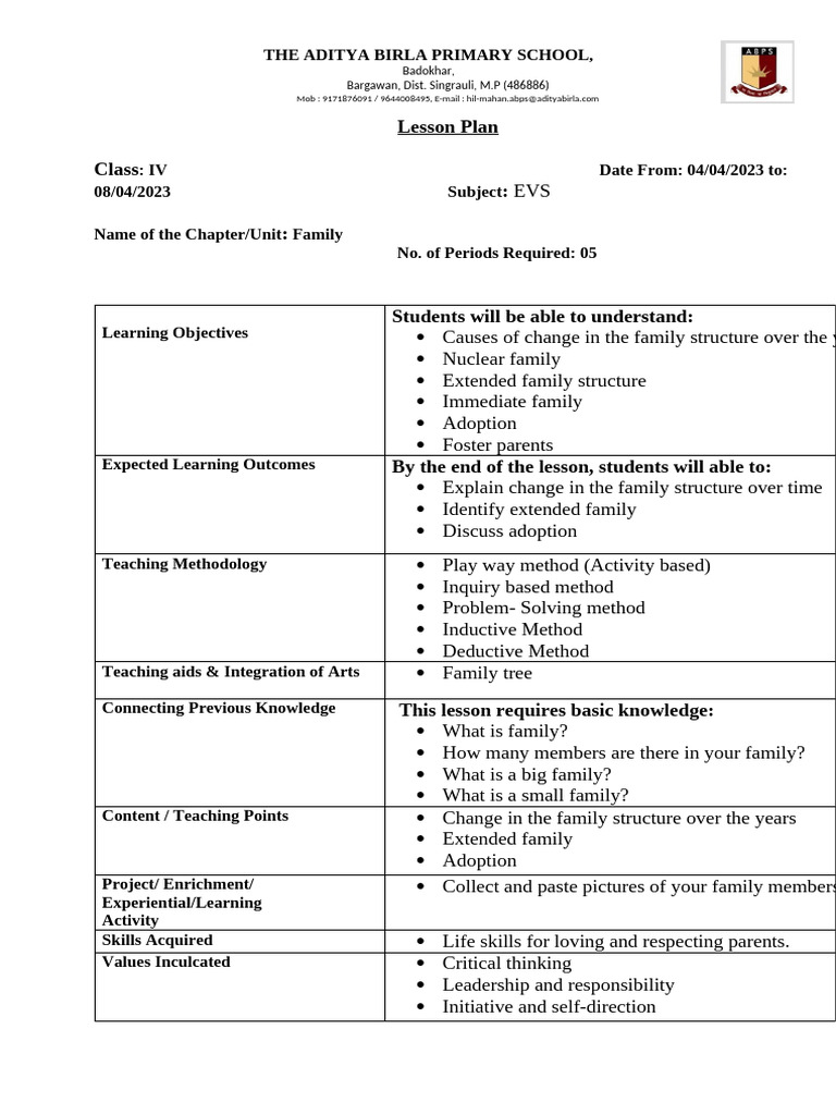 EVS CH 1 Family Class IV | PDF