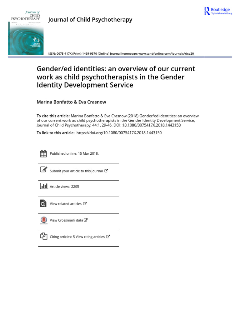 Gender Ed Identities An Overview of Our Current Work As Child Psychotherapists in The Gender ...