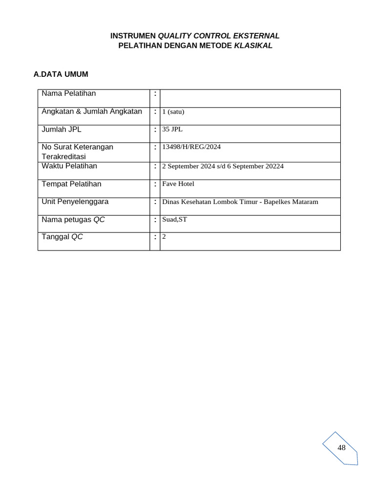 Form Instrumen QC Blended | PDF