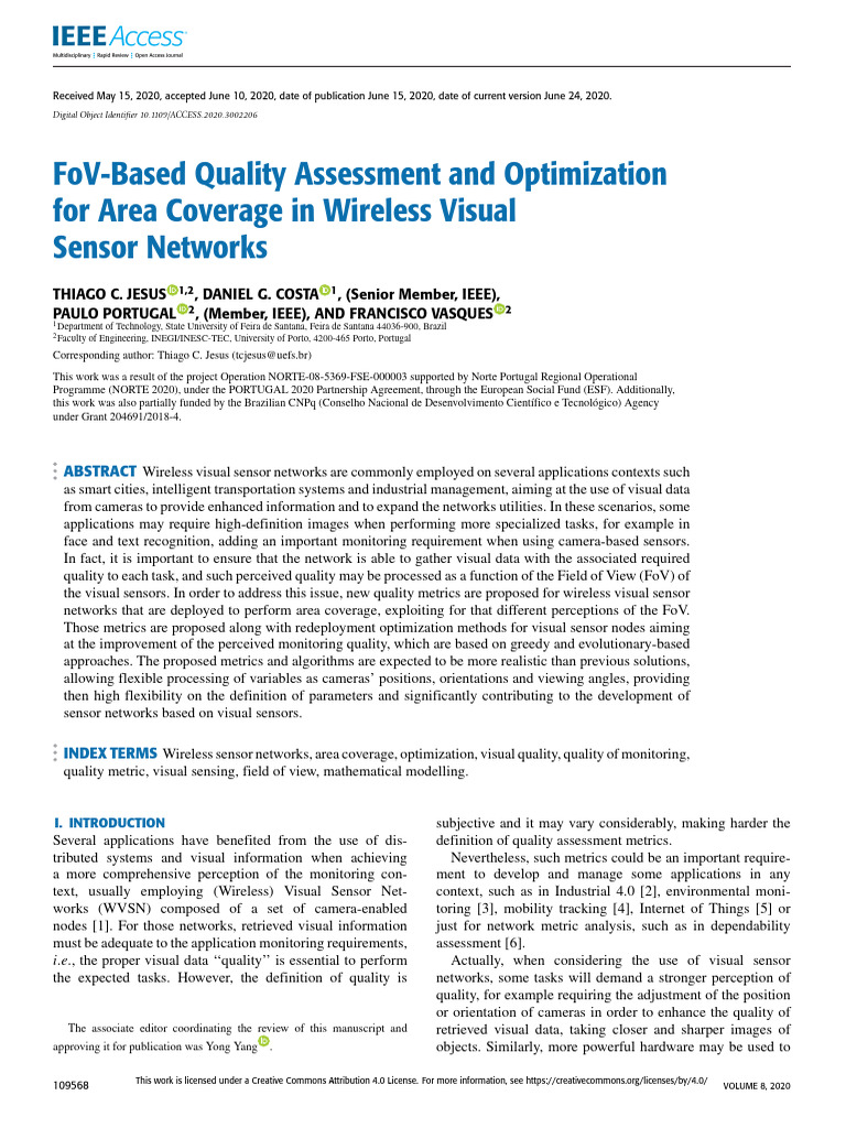 FoV-Based Quality Assessment and Optimization For Area Coverage in Wireless Visual Sensor ...