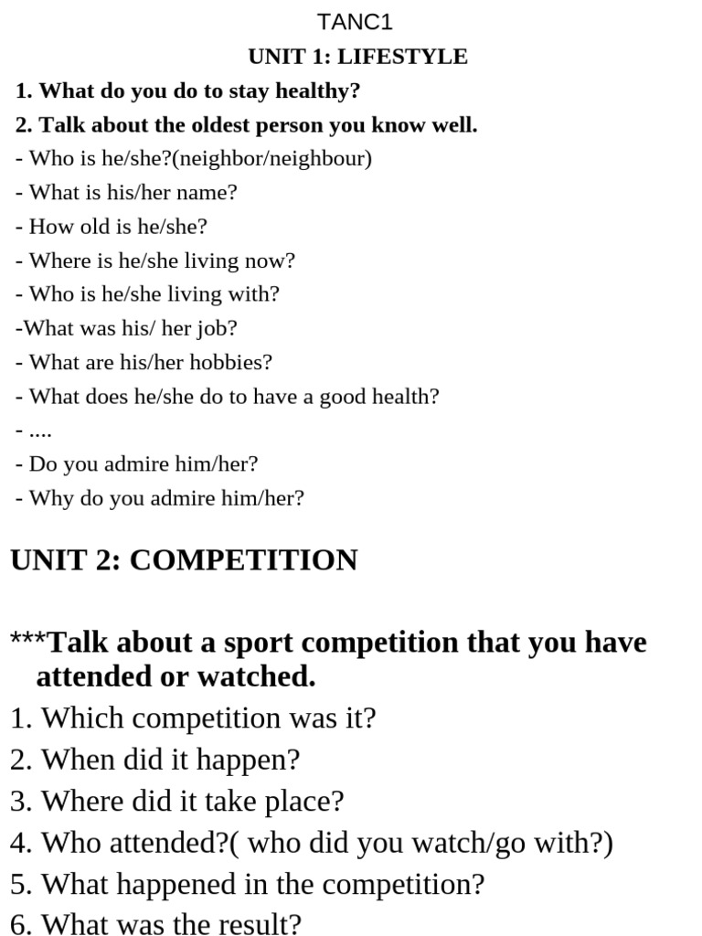 Speaking Topics Tanc1 - Moi | PDF