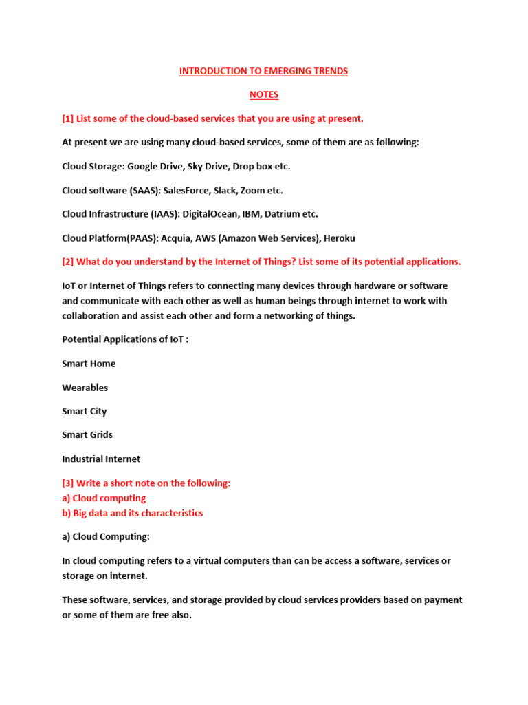 Emerging Trends - Q&A | PDF | Cloud Computing | Computers