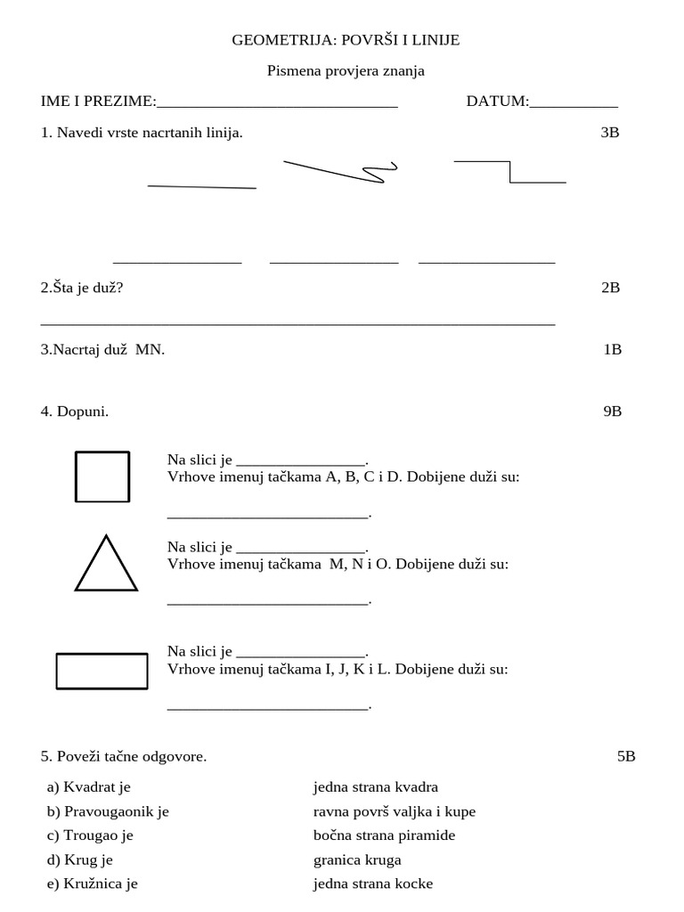 GEOMETRIJA Drugi Razred | PDF