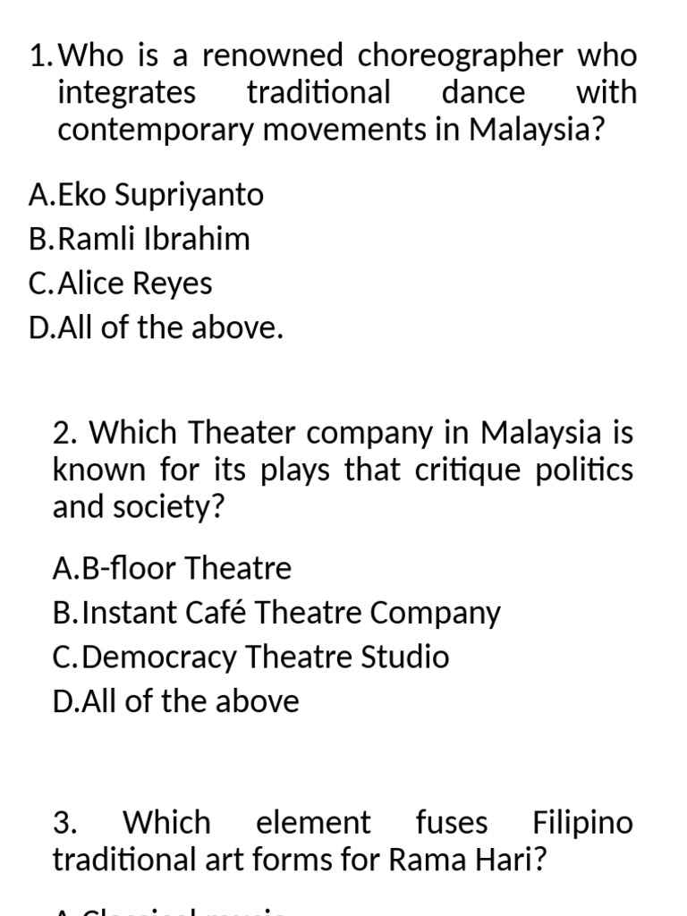 Modern Dance and Theater Quiz | PDF