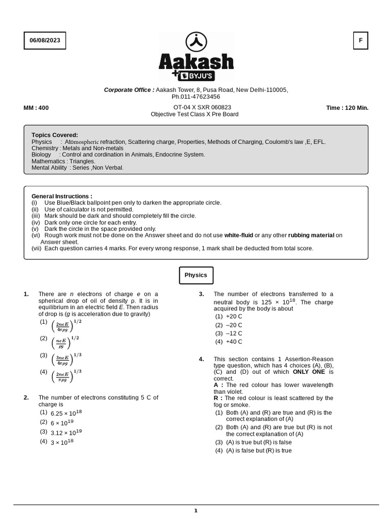OT-04 Question Paper 2023 | PDF