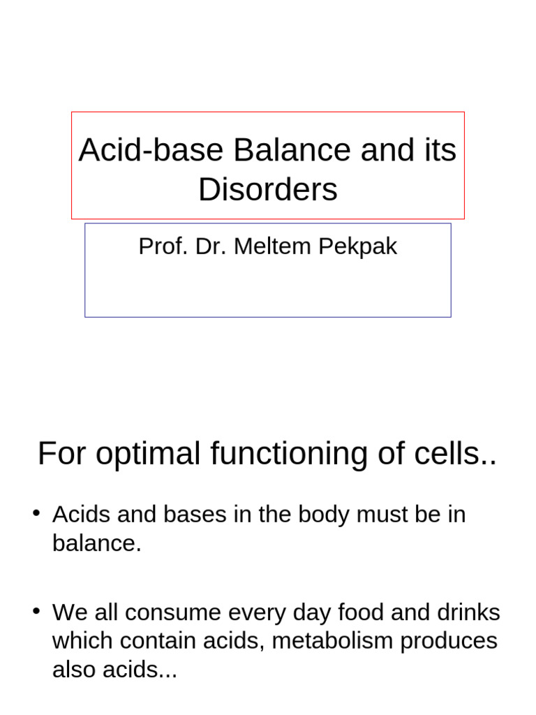 Acid-Base Balance and Its Disorders | PDF | Bicarbonate | Acid