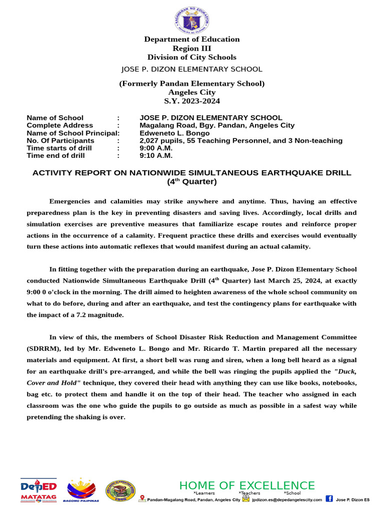 ACTIVITY REPORT On NSED 4th Quarter - 2023-2024 | PDF