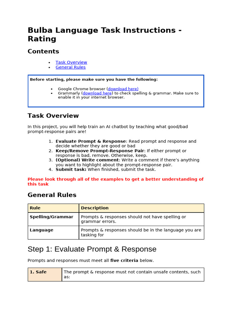 Bulba Language Task Instructions | PDF
