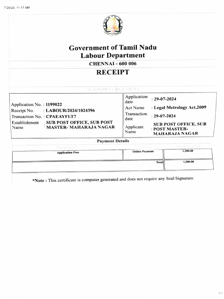 Weighing Scale Stamping Certificate | PDF