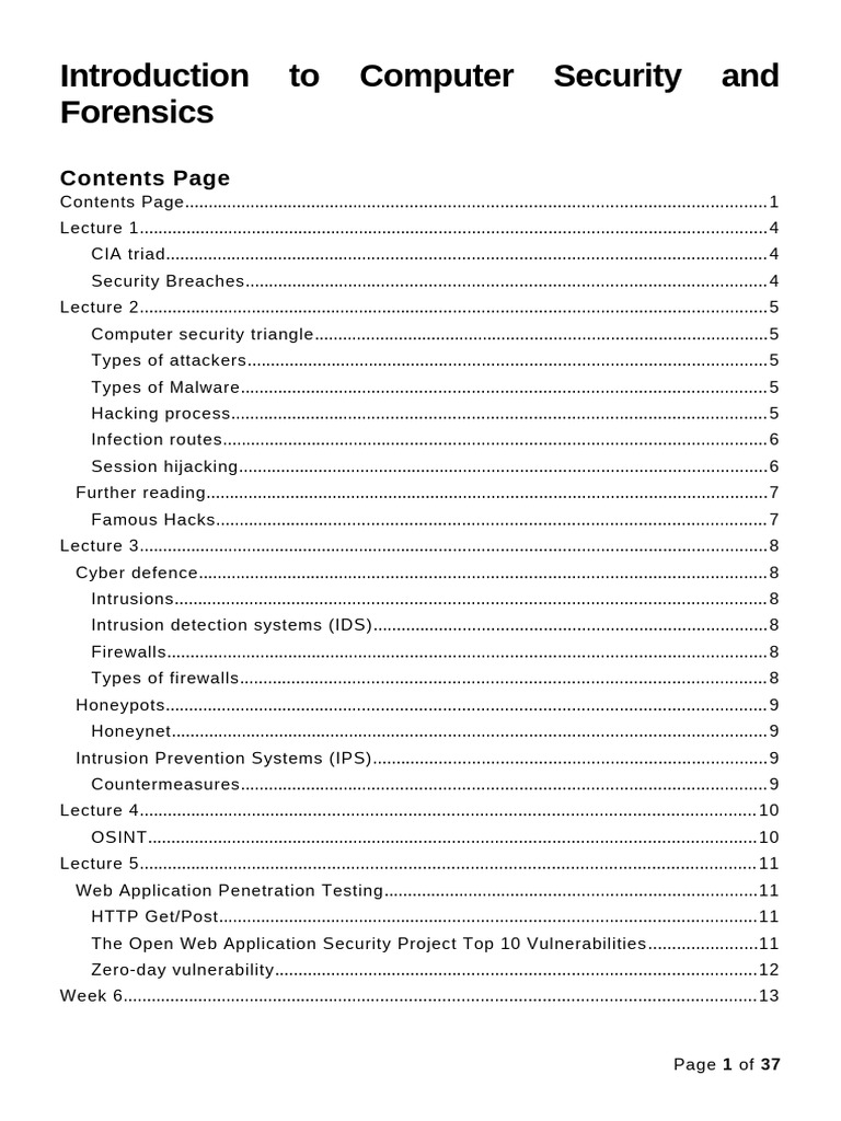 Intro Computer Security and Forensics | PDF