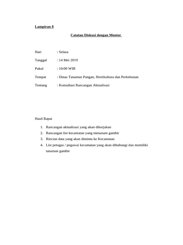 Catatan Diskusi Dengan Mentor | PDF