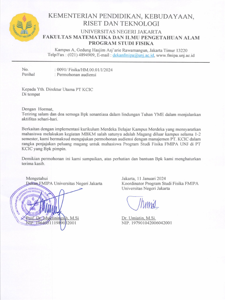 0091 Surat Permohonan Audiensi Pt Kcic Pdf