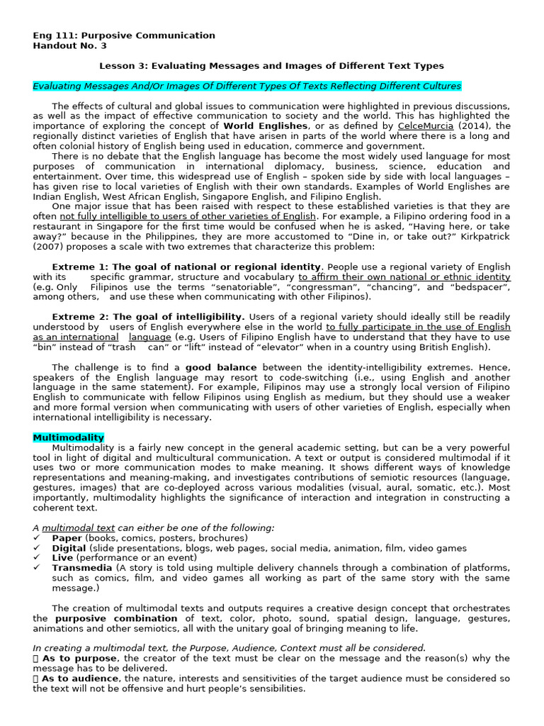 Eng 111 - Handout 3 | PDF