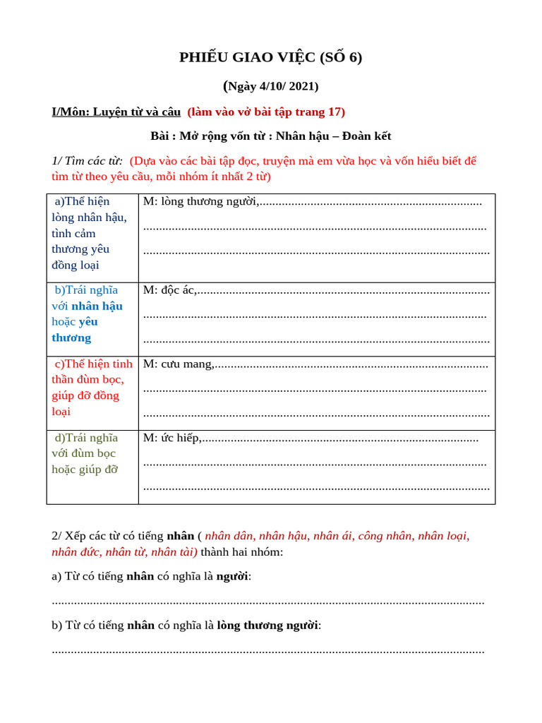 PHIẾU GIAO VIỆC SỐ 6 mc | PDF