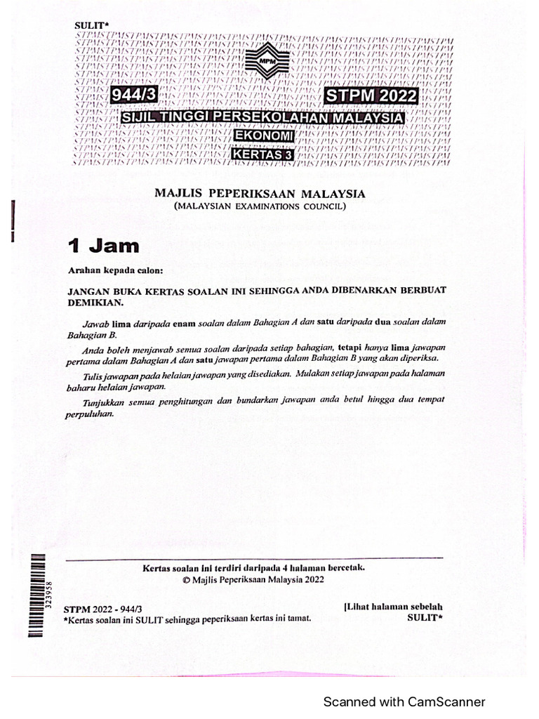 STPM 2022 Ekonomi S3 | PDF