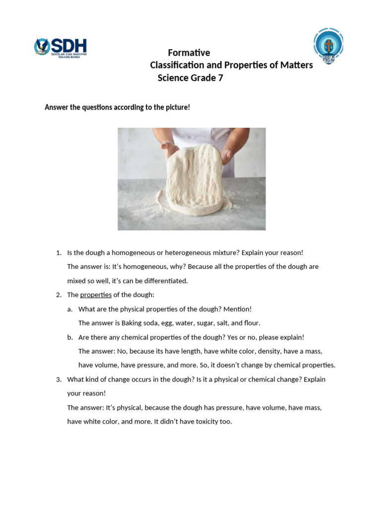 Formative - Classification and Properties of Matter Yehezkiel 7A | PDF