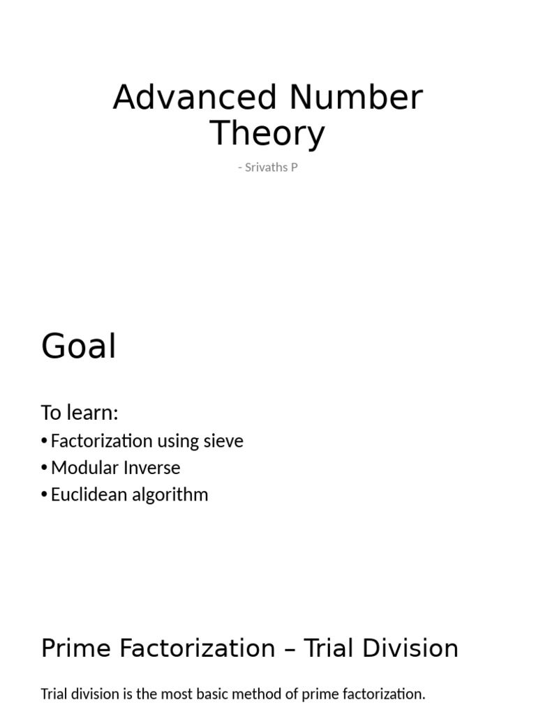 Advanced Number Theory | PDF